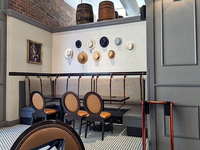 An interior that's part genteel Southern mansion, part hip city hangout. It's the mullet of restaurants: business in the front, party in the back.