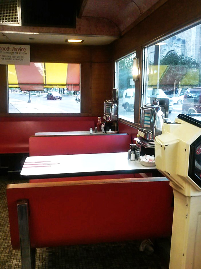 A view that's better than any corner office. Mickey's booths offer front-row seats to the culinary theater of St. Paul.