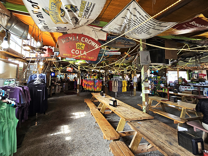 Welcome to the barbecue circus! The Shed's interior is a sensory overload in the best way possible. Don't forget to look up &ndash; the ceiling's a show-stopper!