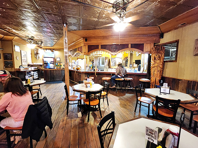 It's like the Flintstones met the Wild West and decided to open a bar. The perfect blend of rustic charm and cave-dweller chic!