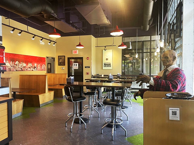 The dining room: where retro meets macabre. It's like "Happy Days" got bitten by "Night of the Living Dead" &ndash; and we're here for it!