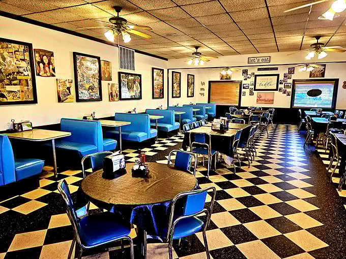 Booths bluer than B.B. King's guitar and walls plastered with more memories than your grandma's photo album.