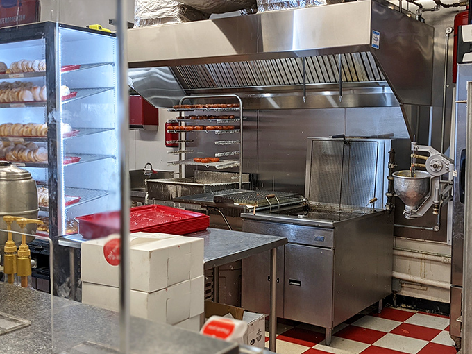 The kitchen: hallowed ground where donut magic happens. No molecular gastronomy here, just time-honored techniques and a lot of love.