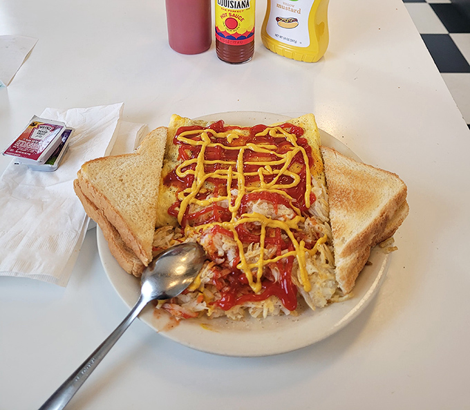 An omelet sandwich that's part breakfast, part lunch, and all delicious. It's the Swiss Army knife of diner food!