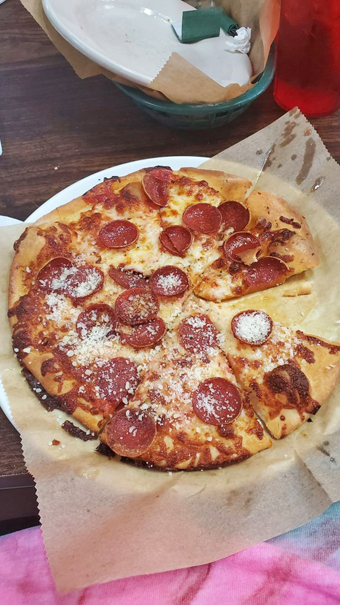 Pepperoni polka dots on a canvas of cheese &ndash; this pizza is a work of art that belongs in the Louvre of Lunch.