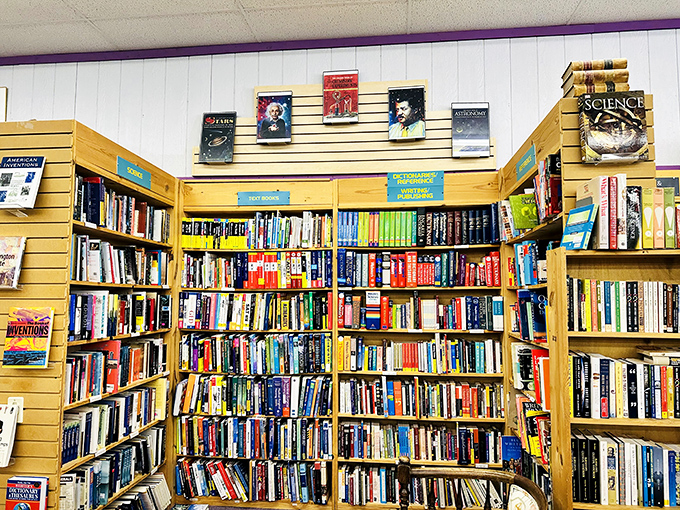 From atoms to galaxies, these shelves hold the secrets of the universe. It's like a scientific smorgasbord for curious minds!