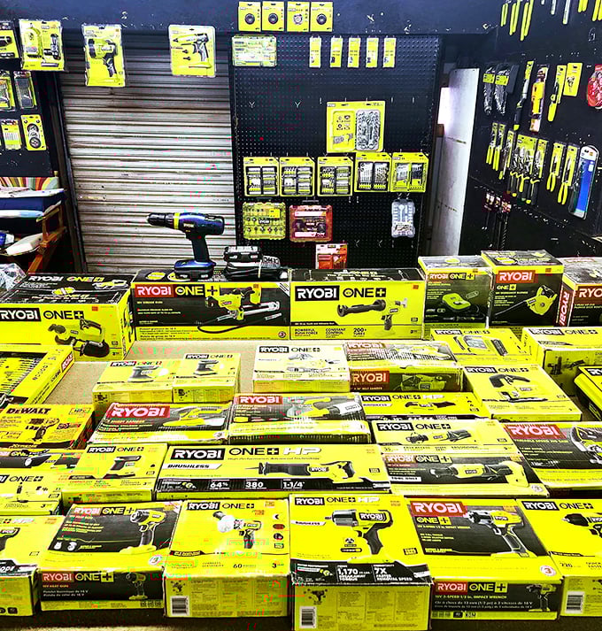 DIY paradise or tool time heaven? This display has enough gadgets to make Tim "The Tool Man" Taylor green with envy.