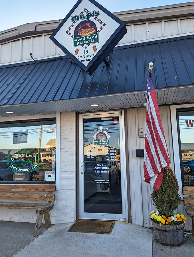 Mr. P's understated exterior with its American flag is like a pizza mullet: patriotic business in front, wood-fired party in the back.
