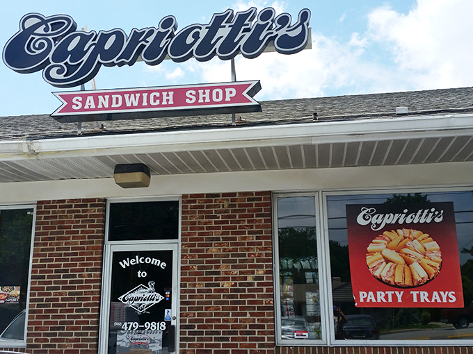 The iconic Capriotti's sign beckons sandwich pilgrims like a neon North Star. Delaware's brick-and-mortar temple to the art of sandwich-making.