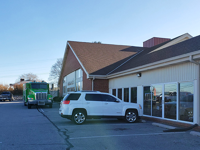 The brick facade of Bullock's Beef House stands like a carnivore's lighthouse, beckoning hungry travelers through Carroll County's rolling countryside.