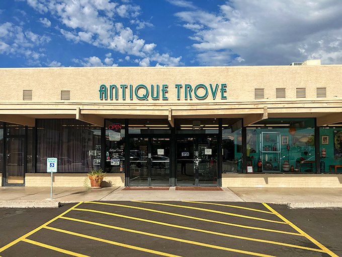 The unassuming exterior of Antique Trove belies the wonderland within, like finding a portal to the past hiding in plain sight.