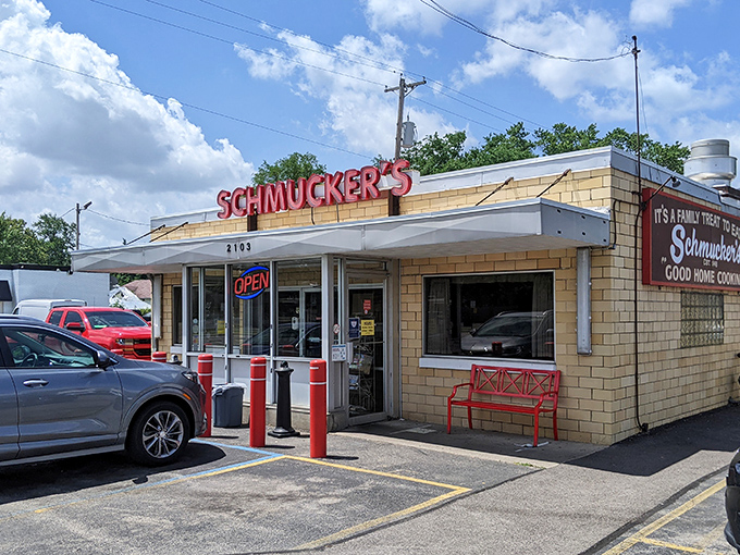 The unassuming yellow brick exterior of Schmucker's promises what flashy establishments often forget&mdash;honest-to-goodness comfort food worth waiting for.