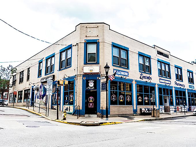 The iconic blue-trimmed exterior of Lincoln's P&G Diner stands as a beacon of breakfast hope in Bellevue. Time to eat, indeed!