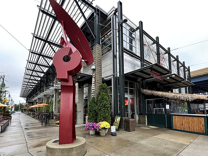 The Milwaukee Public Market stands proud against a blue sky, housing seafood treasures that would make coastal cities jealous. 