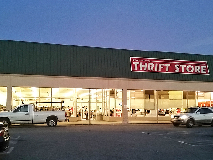 The unassuming exterior belies the treasure trove within. That bold red sign is like a beacon calling to bargain hunters across South Carolina.