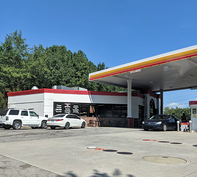 The modest storefront speaks the universal language of good food with its straightforward window signage: TACOS, BURRITOS, MEXICAN FOOD INSIDE. No fancy frills needed. 