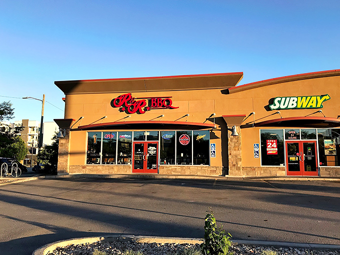 The unassuming storefront might fool you, but that red logo is like a smoke signal to barbecue lovers across Utah. Treasure awaits inside.