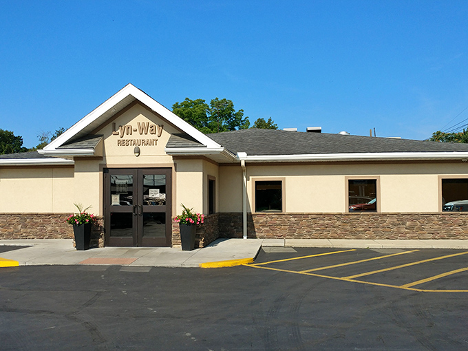 The unassuming exterior of Lyn-Way Restaurant stands like a humble guardian of culinary treasures within. No fancy frills, just honest-to-goodness Midwestern promise.