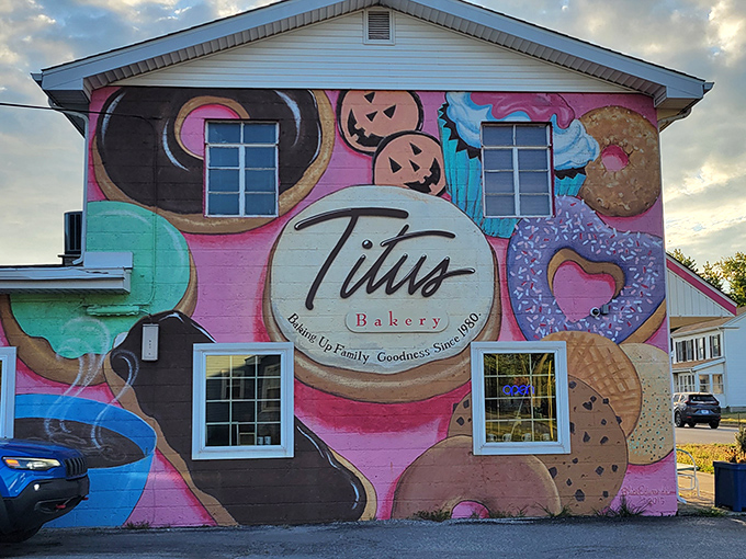 Titus Bakery announces its sugary mission with unmistakable clarity &ndash; a building transformed into a doughnut dreamscape that practically winks at passersby.