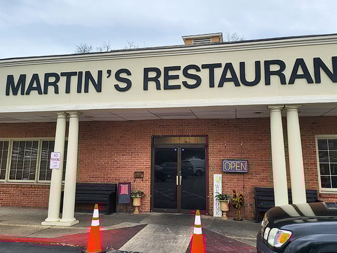 The unassuming exterior of Martin's Restaurant hides culinary treasures within, like finding a diamond in your grandmother's cookie jar.