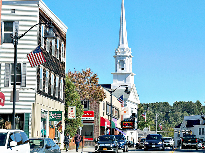 Main Street Littleton delivers that perfect small-town vibe where church steeples still punctuate the skyline and American flags flutter with genuine patriotic pride.