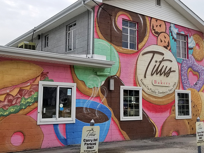 Titus Bakery announces its sugary mission with unmistakable clarity &ndash; a building transformed into a doughnut dreamscape that practically winks at passersby.