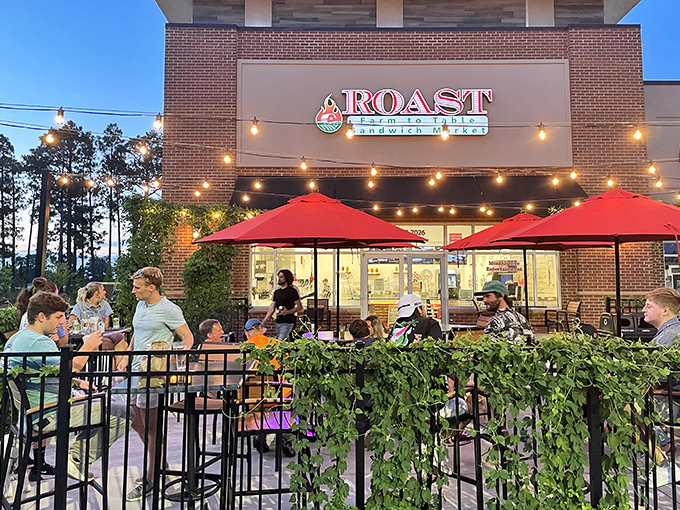 Roast's inviting brick fa&ccedil;ade with cheerful red umbrellas isn't just curb appeal &ndash; it's your first hint that sandwich nirvana awaits inside.