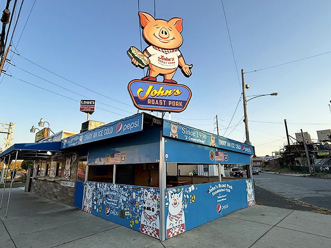 The blue shack with a cartoon pig on top isn't trying to impress anyone&mdash;until you taste what's inside. Philadelphia's ultimate sandwich shrine since 1930.