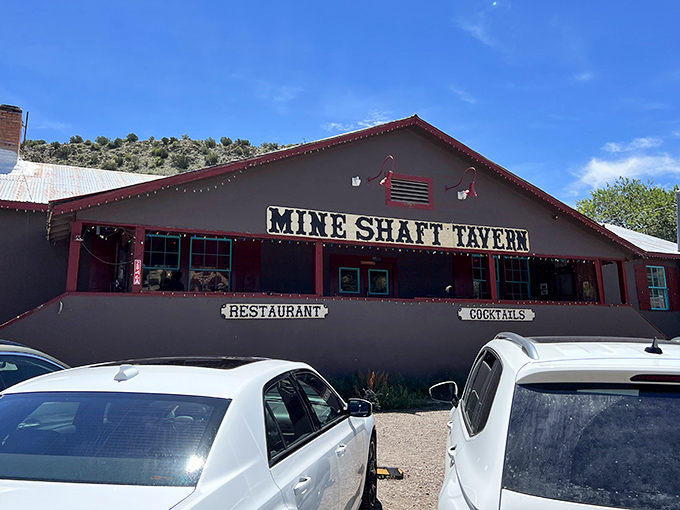 The unassuming exterior of Mine Shaft Tavern belies the culinary treasures within. Like finding a diamond in the desert, this Madrid landmark beckons hungry travelers.