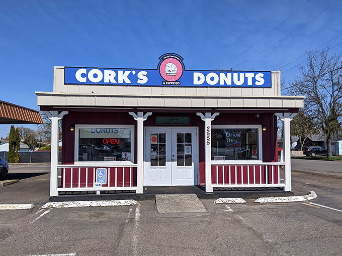 The unassuming wooden facade of Cork's might not scream "culinary destination," but locals know this humble building houses donut perfection worth any detour.