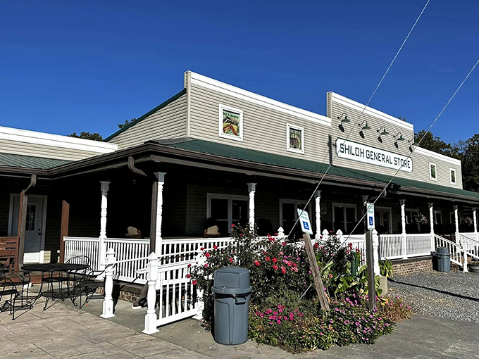 The unassuming exterior of Shiloh General Store stands like a time capsule, complete with rocking chairs that practically whisper "stay awhile, y'all." 
