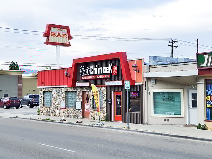 The unassuming red-trimmed exterior of Han's Chimaek stands like a beacon of crispy promise on Broadway Avenue in Boise.