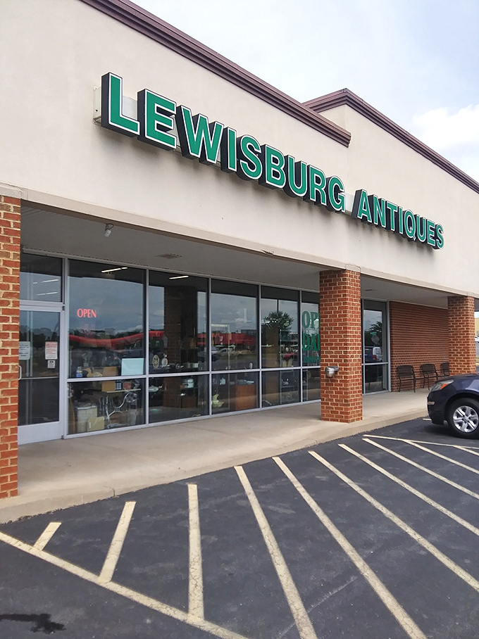 The green lettering against cream-colored stucco isn't just signage&mdash;it's a portal to Pennsylvania's past. Welcome to treasure-hunting headquarters.