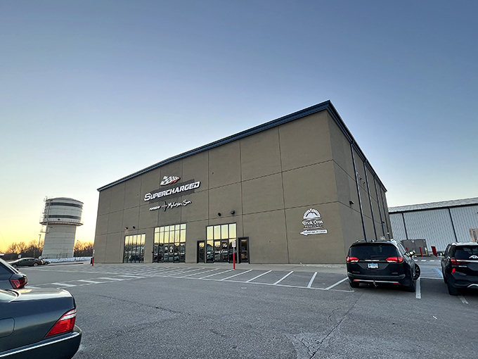 The unassuming exterior hides Connecticut's temple of speed. Like finding a Ferrari dealership inside what looks like an office supply warehouse.