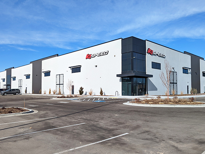 The sleek exterior of K1 Speed in Meridian might look unassuming, but those tire marks tell the real story of what awaits inside.