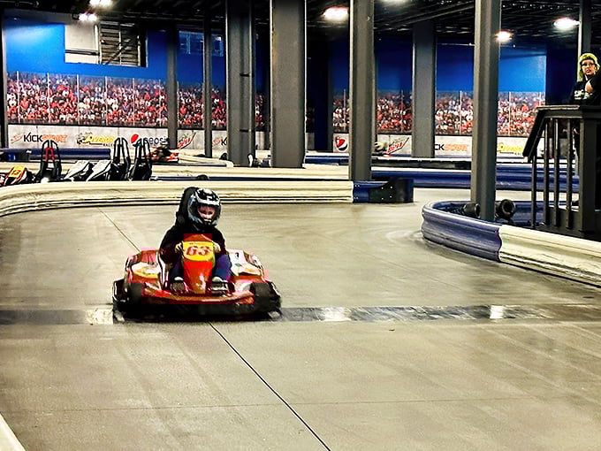 The checkered exterior of Overdrive Raceway stands against Colorado's mountain backdrop like a racing flag waving you toward adventure.