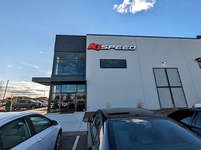 The sleek exterior of K1 Speed in Meridian might look unassuming, but those tire marks tell the real story of what awaits inside.