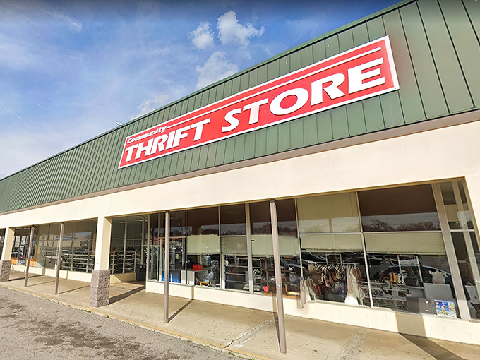 The unassuming exterior belies the treasure trove within. That bold red sign is like a beacon calling to bargain hunters across South Carolina.