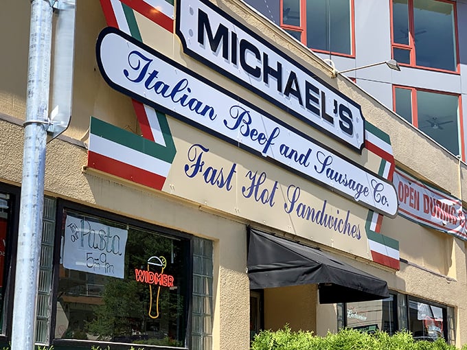 The red, white, and green-striped sign beckons like a lighthouse for the sandwich-starved. Chicago has landed in Portland, and it's delicious.