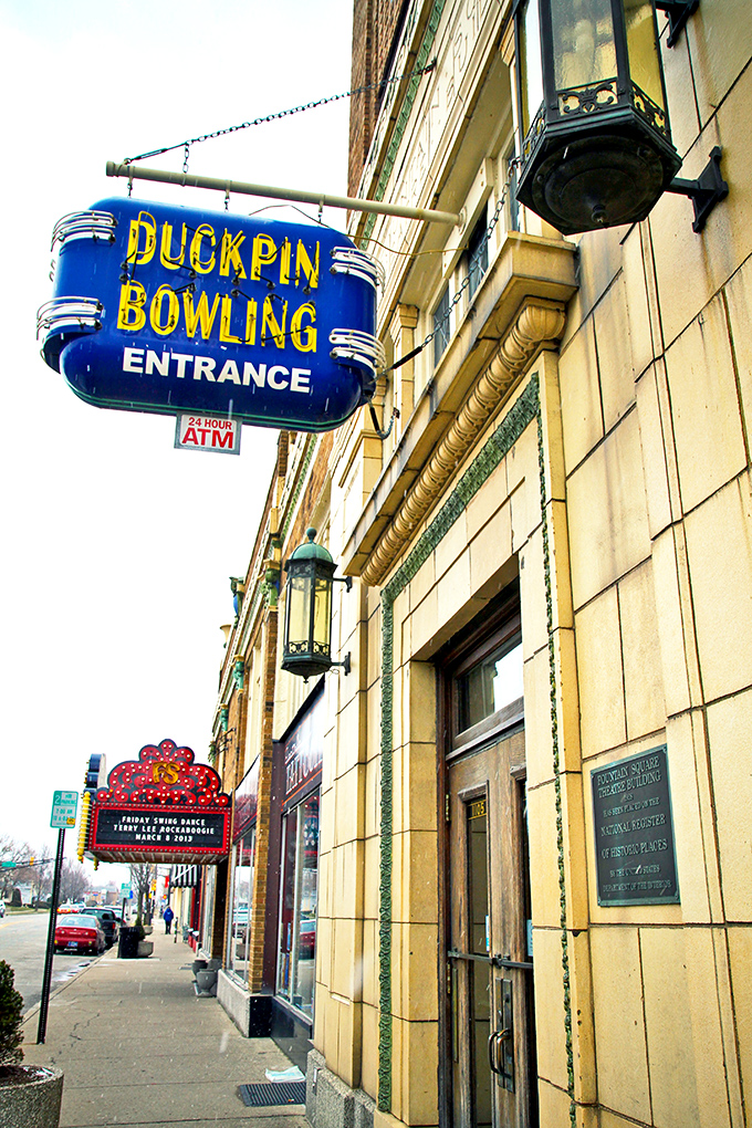 That blue neon sign beckons like a portal to another era&mdash;when entertainment moved at human speed and bowling had character.