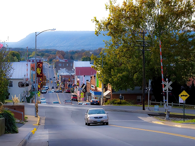 Downtown Luray greets visitors with small-town charm and big mountain views. Those Blue Ridge silhouettes in the background aren't CGI&mdash;they're your everyday spectacular reality here.