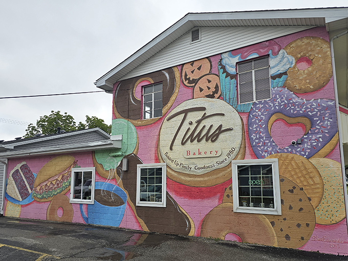Titus Bakery announces its sugary mission with unmistakable clarity &ndash; a building transformed into a doughnut dreamscape that practically winks at passersby.