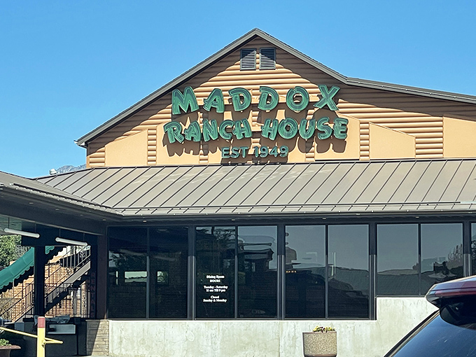 The glowing green sign of Maddox Ranch House beckons like a meaty lighthouse against the Utah mountains&mdash;a beacon of beef since 1949.
