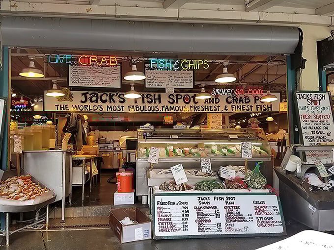 The bold claim of "World's Most Fabulous" might seem audacious until you taste what's behind that counter. Pike Place's seafood sanctuary awaits. 