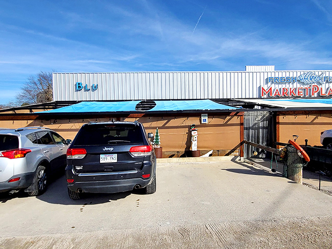 Exterior: The unassuming exterior of Blu Fish House proves once again that the best seafood treasures are often hidden in plain sight, no lighthouse required.