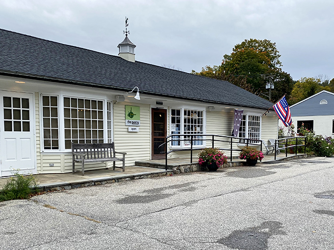 New England charm personified: The Pantry's white clapboard exterior and vibrant garden welcome you like an old friend who happens to be an exceptional cook.