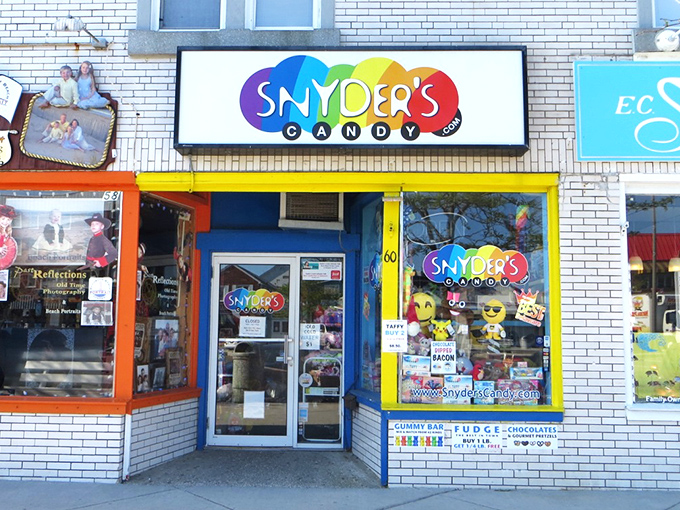 The rainbow-colored storefront of Snyder's Candy beckons like a sugar-fueled lighthouse on Rehoboth Beach's main drag.