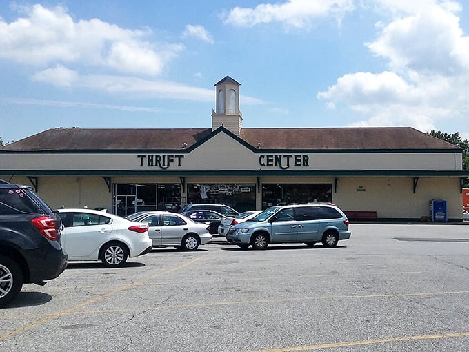 The unassuming exterior of Prime Thrift belies the treasure trove within—proof that judging a book by its cover is the cardinal sin of bargain hunting.