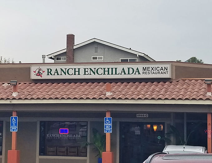 The unassuming storefront hides culinary treasures like a pi&ntilde;ata saves its candy. Ranch Enchilada's modest exterior belies the flavor fiesta waiting inside.