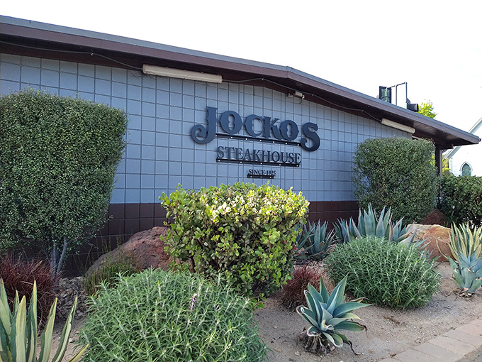 The unassuming exterior of Jocko's since 1957 proves that great steakhouses, like great novels, shouldn't be judged by their covers.